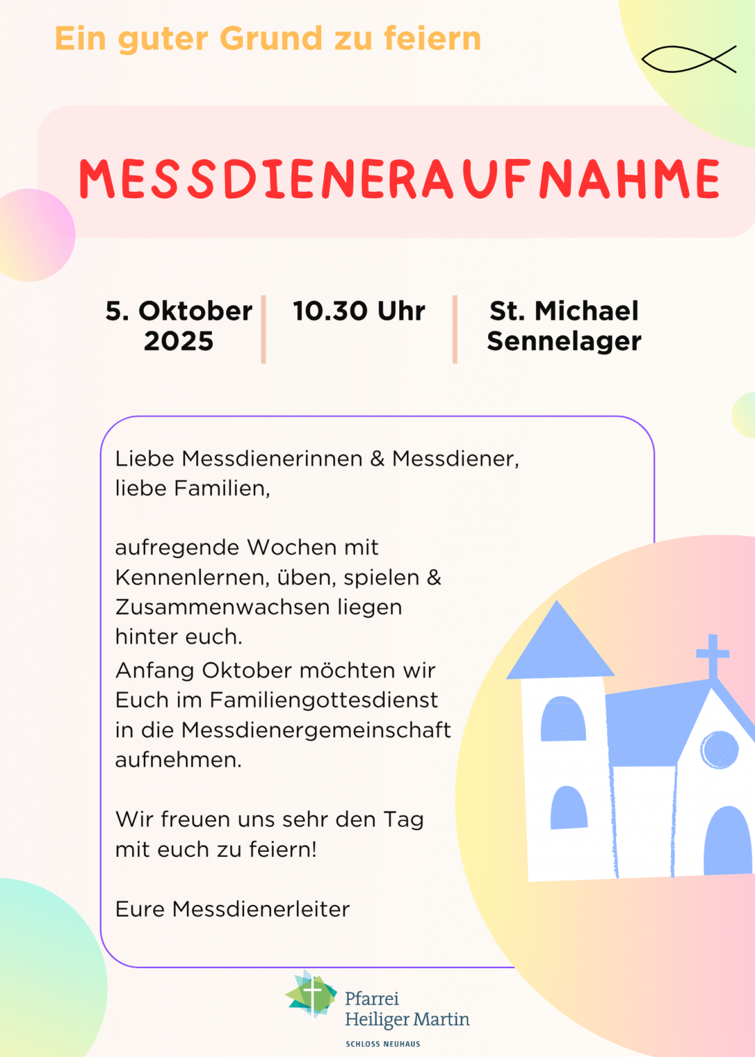 Bild (messdieneraufnahme 2025) | Kath. Pfarrei Heiliger Martin Schloß Neuhaus