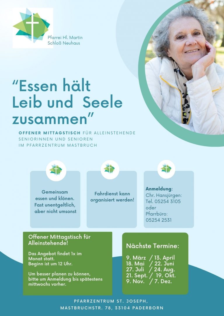 „Essen hält Leib und Seele zusammen“ Einladung zum Mittagstisch für ...
